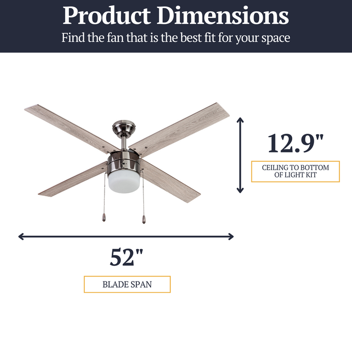 52 Inch Chism, Gun Metal, Pull Chain, Ceiling Fan – Prominence Home
